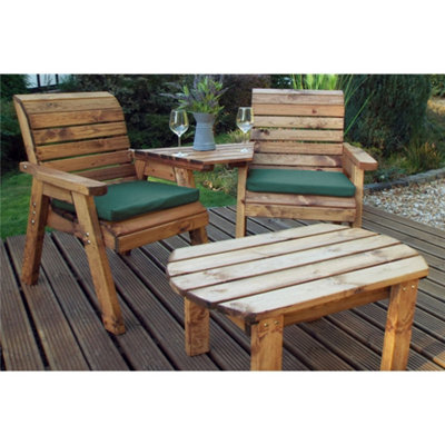 Traditional Twin Companion Dining Set Angled With 2 x Chair Cushion Green