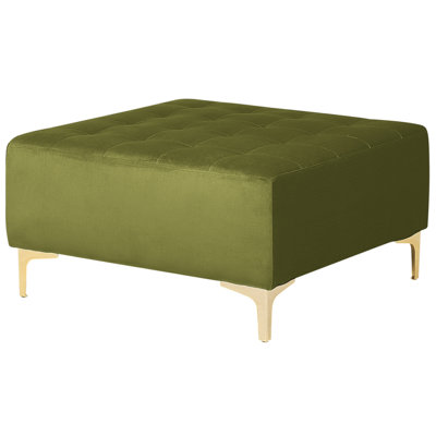 Traditional Velvet Ottoman Green ABERDEEN | DIY at B&Q