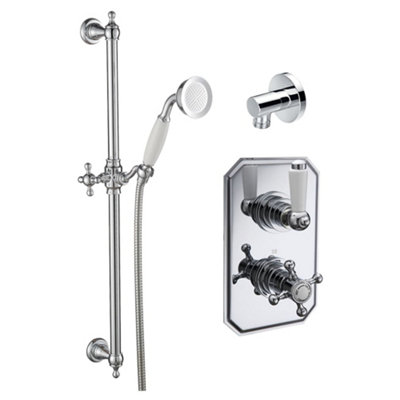 Traditional Wall Concealed Thermostatic Shower Valve Set with Riser Kit ...