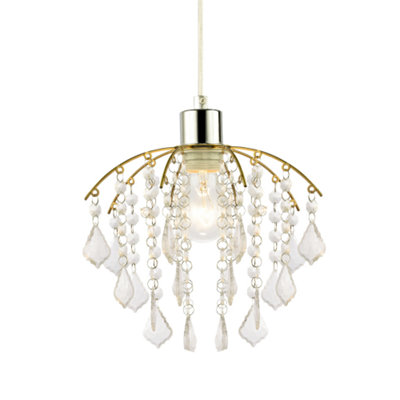 TRADITIONAL WATERFALL PENDANT SHADE WITH CLEAR ACRYLIC DROPLETS AND ...