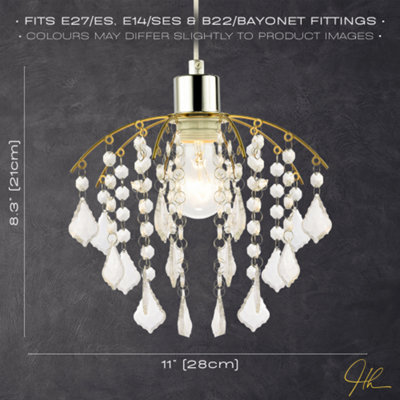 Traditional Waterfall Pendant Shade with Clear Acrylic Droplets and ...