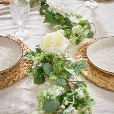 Traditional White Table Decor Spring Summer Floral Garland 180cm