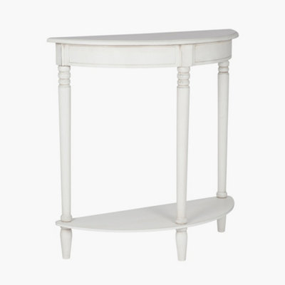 Traditional White Wood Half Moon Console Table
