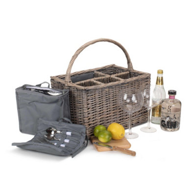 Traditional Wicker Alfresco Outdoor Garden Picnic Hamper Basket
