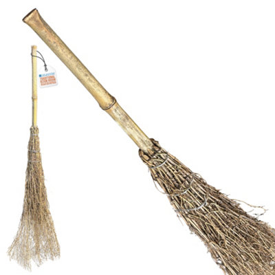 Traditional Witches Broom Besom Broom Twig Brush Natural Wood / Bamboo