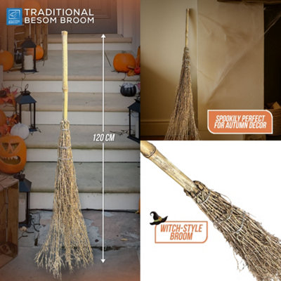 Traditional Witches Broom Besom Broom Twig Brush Natural Wood / Bamboo
