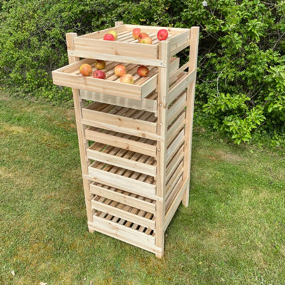 TRADITIONAL WOODEN APPLE STORAGE RACK (10 DRAWER)