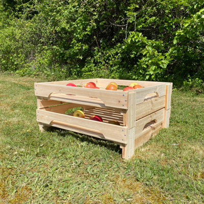 Traditional Wooden Apple Storage Tray Rack (Set of 2)