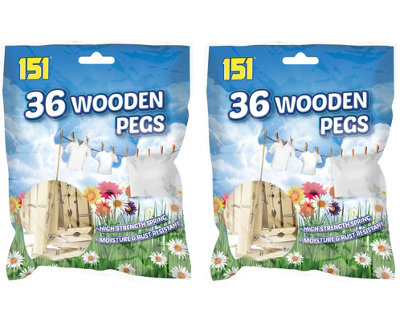 Traditional Wooden Clothes Pegs 2 Bags Of 36 (72 in total) Laundry ...