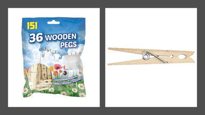 Traditional Wooden Clothes Pegs Bag Of 36 Laundry Washing Line Pegs 7cm ...