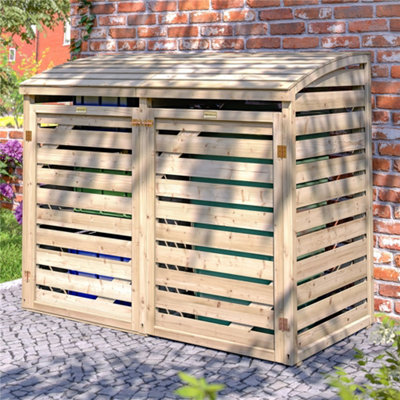 Traditional Wooden Double Bin Store With Box Store