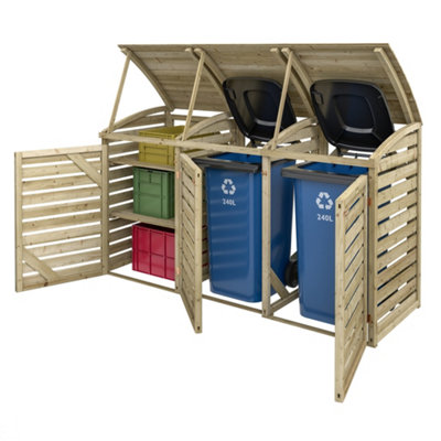 Traditional Wooden Double Bin Store With Box Store