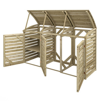 Traditional Wooden Double Bin Store With Box Store