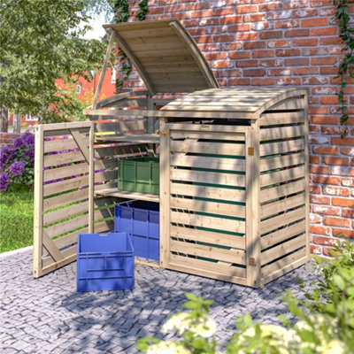 TRADITIONAL WOODEN SINGLE BIN STORE WITH BOX STORE