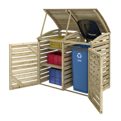 TRADITIONAL WOODEN SINGLE BIN STORE WITH BOX STORE