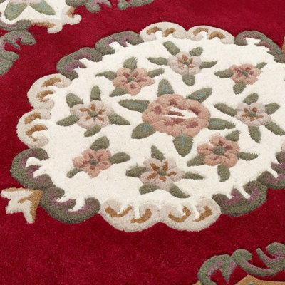 Traditional Wool Rug, 25mm Thick Floral Handmade Rug, Easy to Clean Rug ...