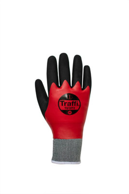 Traffi TG1072 Cut A Thermal Waterproof Nitrile Full Dip Glove Pack of ...
