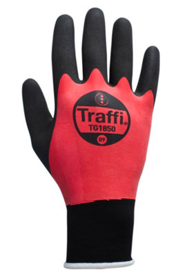 Traffi TG1850 Cut A Waterproof Latex Full Dip Glove Pack of 10 Size 7