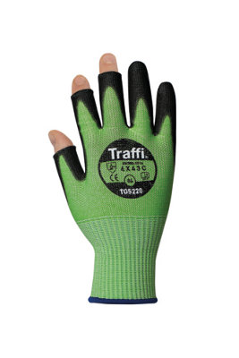 Traffi TG5220 Cut C PU 3 Digit Glove Pack of 10 Size 7