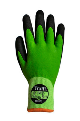 Traffi TG5570 Cut F Thermal Waterproof Full Dip Latex Glove Pack of 10 ...
