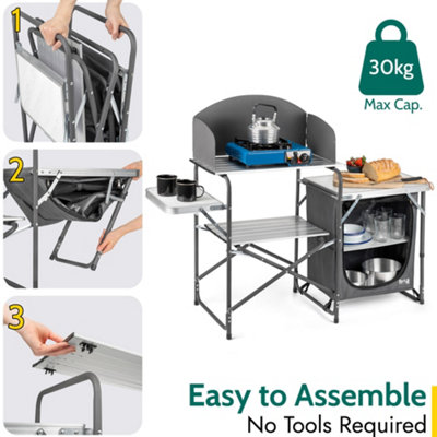 Trail Camping Kitchen Stand Unit Folding Aluminium Cooking Station With ...