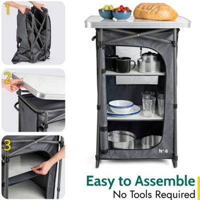 Trail Camping Kitchen Unit 4 Shelf Storage Cupboard Folding Portable ...