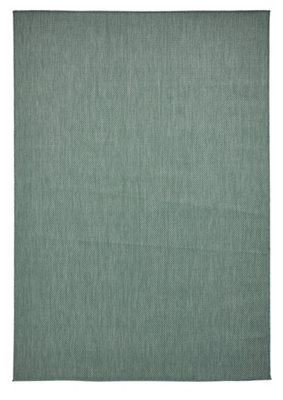 Trail Flat Weave Plain Rug - Dark Green - 200x290 | DIY at B&Q