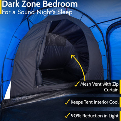 Trail Outdoor Leisure Bowden 3 Man Tunnel Tent - Blue 435x210x145cm