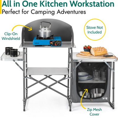 Trail Outdoor Leisure Camping Kitchen Unit with Windshield