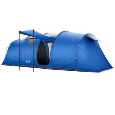 Trail Outdoor Leisure Easdon 6 Man 2 Room Tunnel Tent - Blue 700x240x210cm