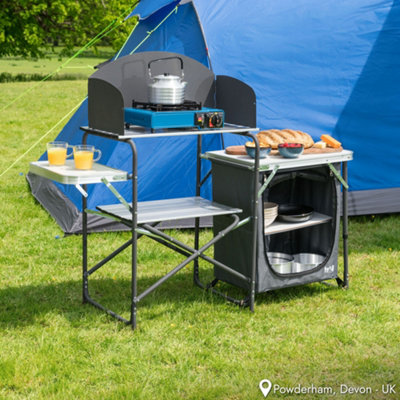 Trail Outdoor Leisure Folding Camping Kitchen Stand with 2 Storage Shelves