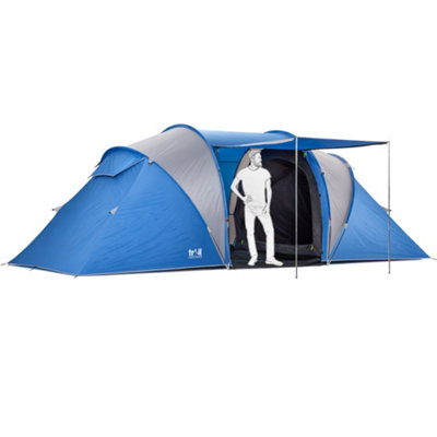 Trail Outdoor Leisure Hartland XL 6 Man 2 Room Tent - Blue 560x220x190cm