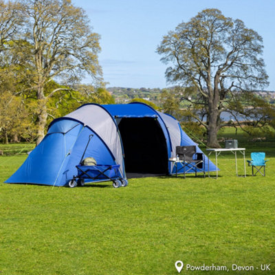 Trail Outdoor Leisure Hartland XL 6 Man 2 Room Tent - Blue 560x220x190cm