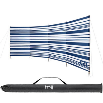 Trail Wooden Windbreak 5 Pole Windbreaker Blue with Bag 3.6m | DIY at B&Q