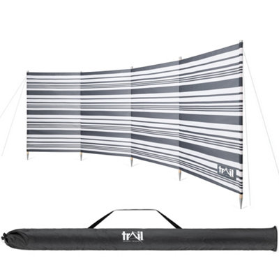 Buy Trail Wooden Windbreak 5 Pole Windbreaker with Bag 3.6m Grey at B&Q