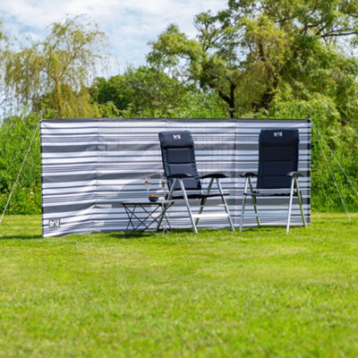 Trail Wooden Windbreak 5 Pole Windbreaker with Bag 3.6m Grey