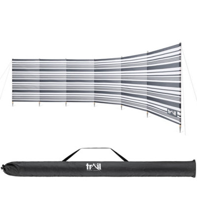 Trail Wooden Windbreak 7 Pole Windbreaker with Bag 5.4m Grey