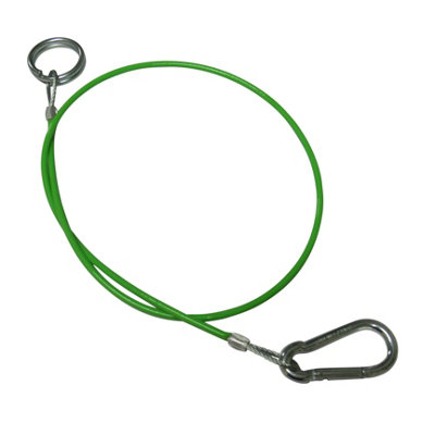 TRAILER BREAK AWAY SAFETY CABLE HOOK & RING PVC COATED (GREEN TOWING ...