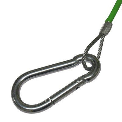 TRAILER BREAK AWAY SAFETY CABLE HOOK & RING PVC COATED (GREEN TOWING ...
