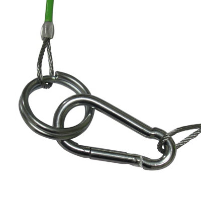 TRAILER BREAK AWAY SAFETY CABLE HOOK & RING PVC COATED (GREEN TOWING ...