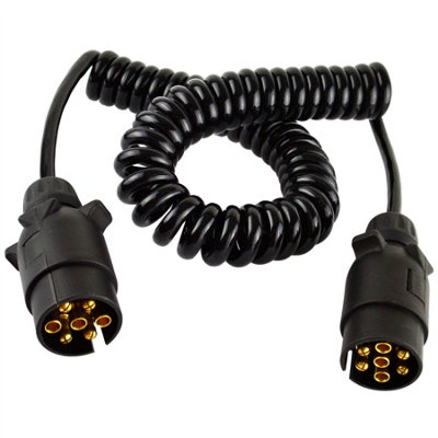Trailer Electrics 2.5m Curly Extension Cable MALE to MALE for Ifor ...