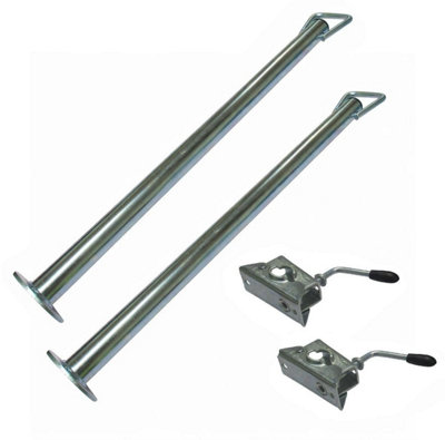 Trailer Prop Stand Drop Tubes with Handle & Clamps 34MM x 600MM X2 ...
