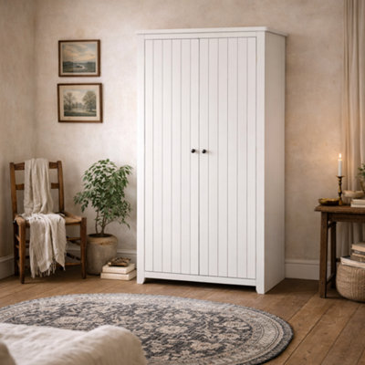 Tralee 2-Door White-Washed Pine Wardrobe