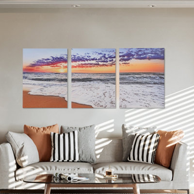 Tranquil Beach Sunset Triptych Canvas Prints Set | DIY at B&Q