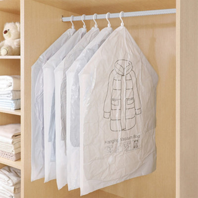 Transparent 5 Pcs Hanging Vacuum Compression Storage Bags