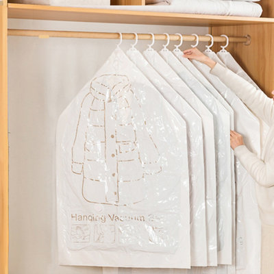 Transparent 5 Pcs Hanging Vacuum Compression Storage Bags