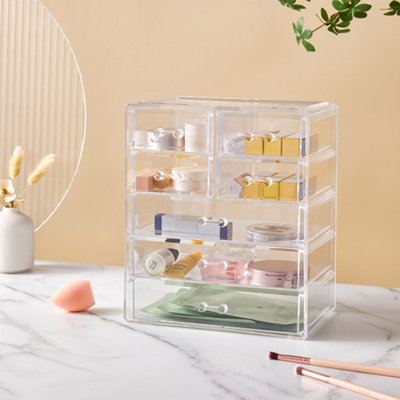 Transparent 7-Drawer Large Storage Space Smooth Pull-Out Drawers Makeup ...