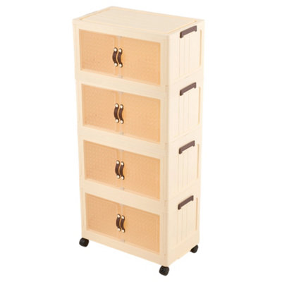 Transparent Four-tier Foldable Household Storage Cabinet with Magnetic ...