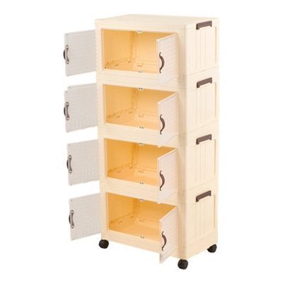 Transparent Four-tier Foldable Household Storage Cabinet with Magnetic ...