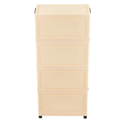 Transparent Four-tier Foldable Household Storage Cabinet with Magnetic ...